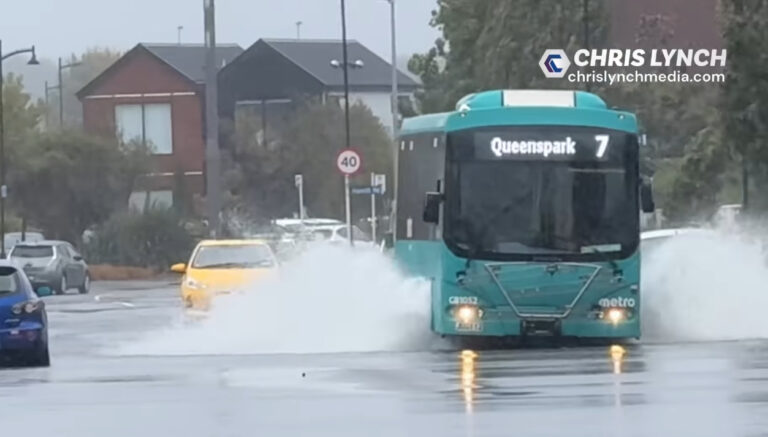 Surface flooding in Christchurch, road closure on State Highway 75 ...
