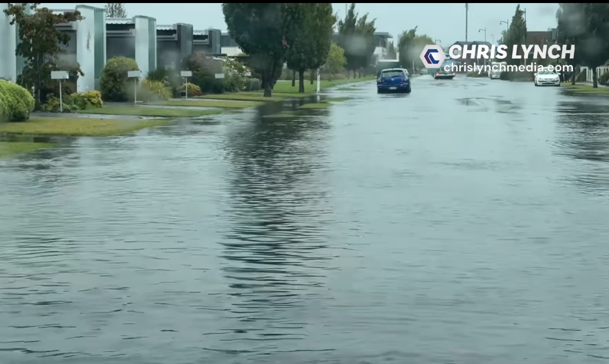 Surface flooding in Christchurch, road closure on State Highway 75 ...